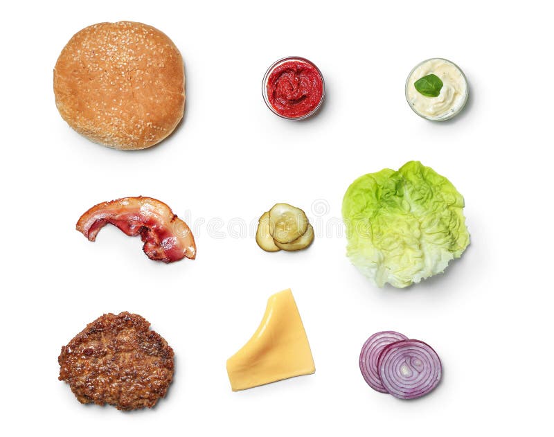 Burger on White Background, Hamburger with Beef and Cheese, Isolated ...