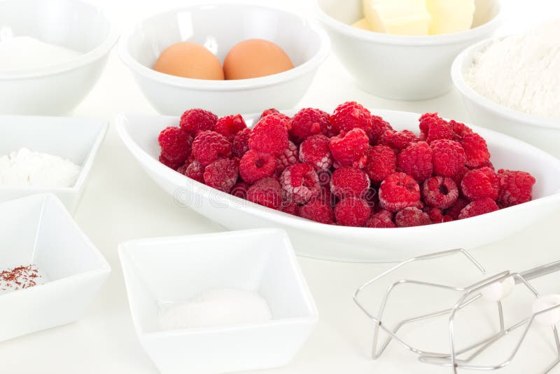 Ingredients for Cake with Raspberries Stock Photo - Image of delicious ...