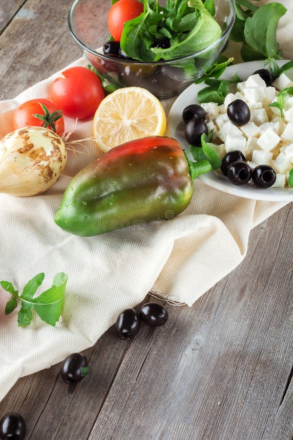 Ingredients for Cooking Greek Salad Stock Photo - Image of ingredient ...