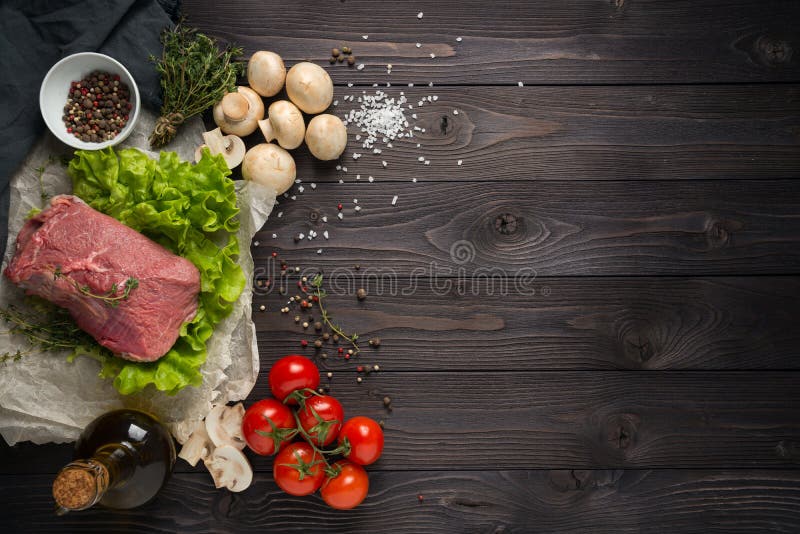 Ingredients for Cooking Meat Stock Photo - Image of background, meat ...