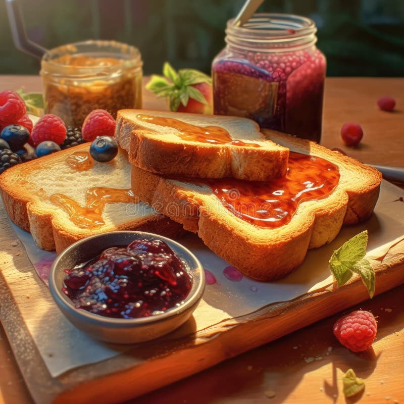 Ingredients for Delicious Toasts with Jam. Generative AI Stock ...