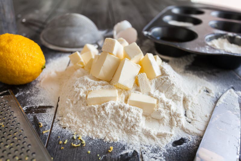 Ingredients for the Dough and Baking. the Process of Making Cakes for a ...