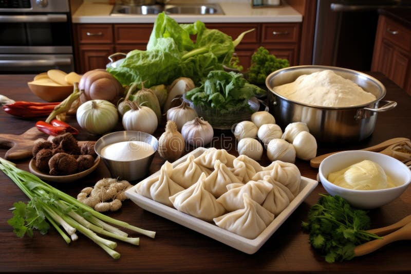 Ingredients for Dumpling Filling on Table Stock Image - Image of ...