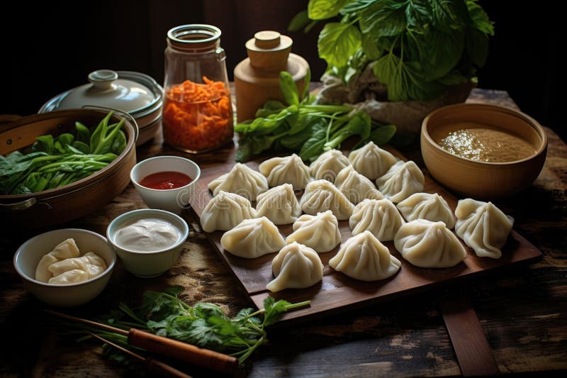 Ingredients for Dumpling Filling on Table Stock Illustration ...