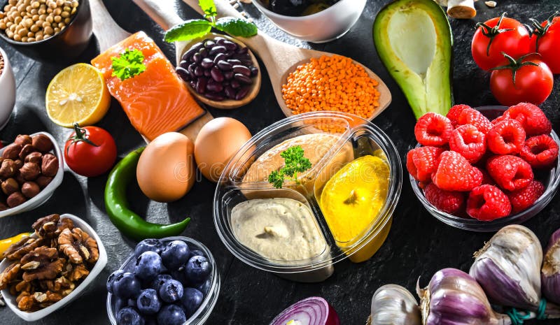 Ingredients of Healthy Diet that Maintains Overall Health Stock Image ...