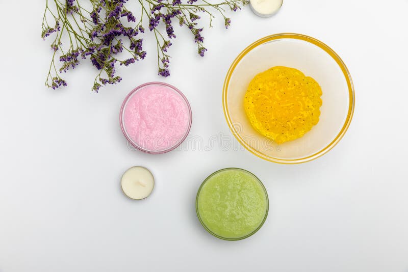 Ingredients for Homemade Cosmetics Isolated on White Stock Photo ...