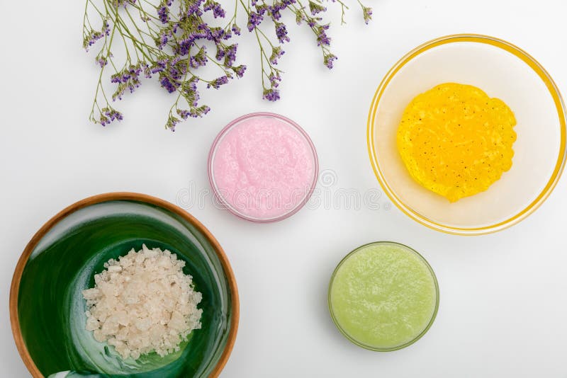 Ingredients for Homemade Cosmetics Isolated on White Stock Photo ...