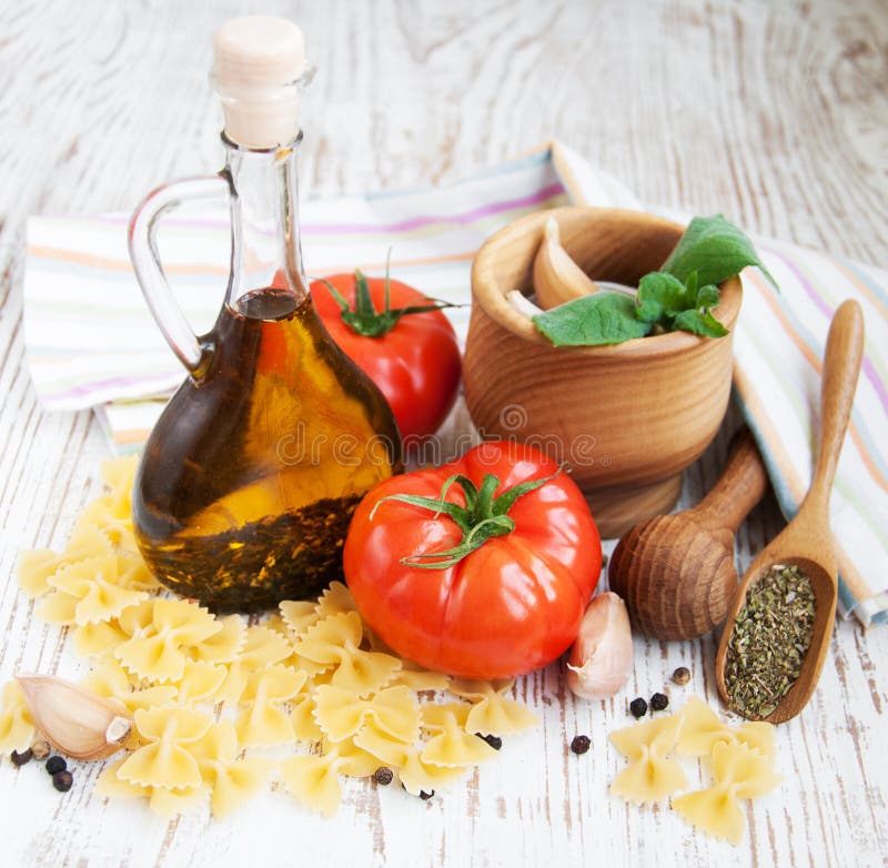 Ingredients for an Italian Meal Stock Image - Image of garlic, italian ...