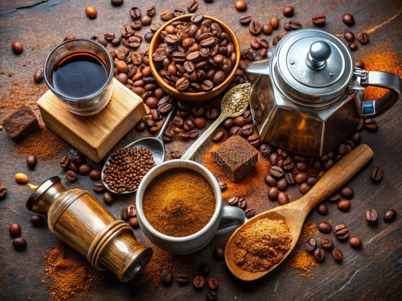 Ingredients for Making Coffee Generative Ai Stock Illustration ...
