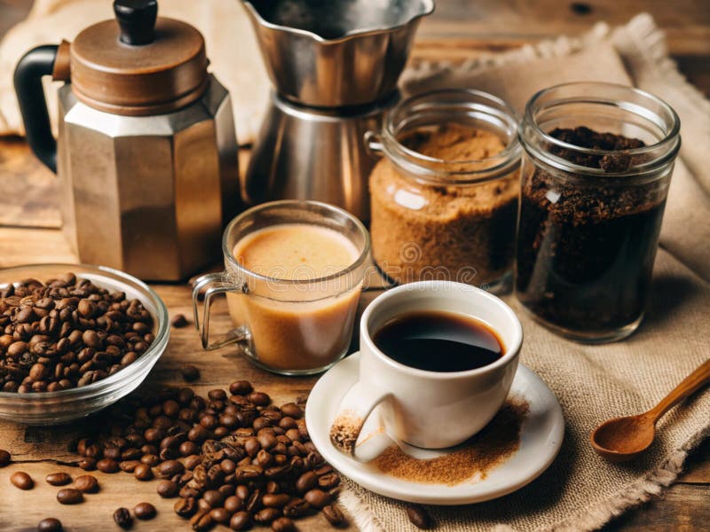 Ingredients for Making Coffee Generative Ai Stock Illustration ...