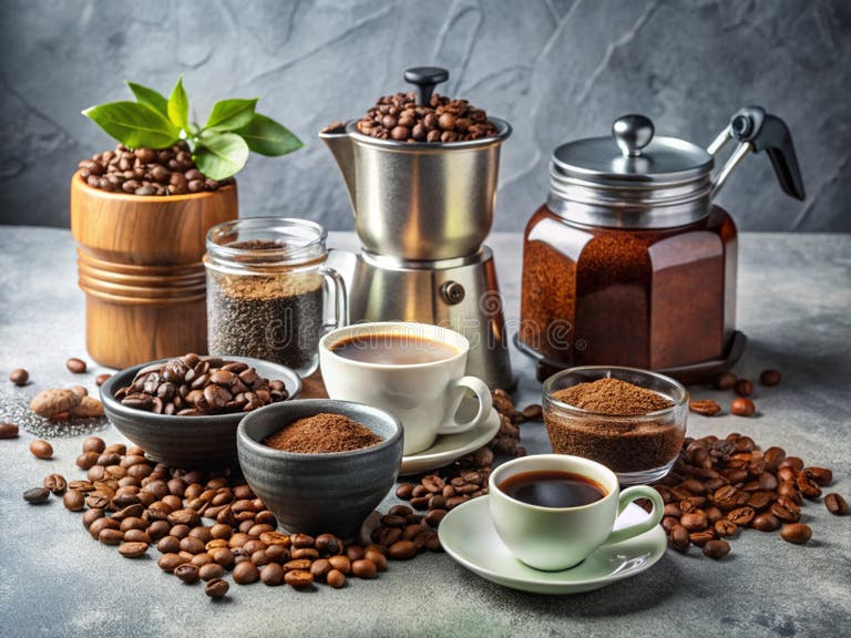 Ingredients for Making Coffee Generative Ai Stock Illustration ...