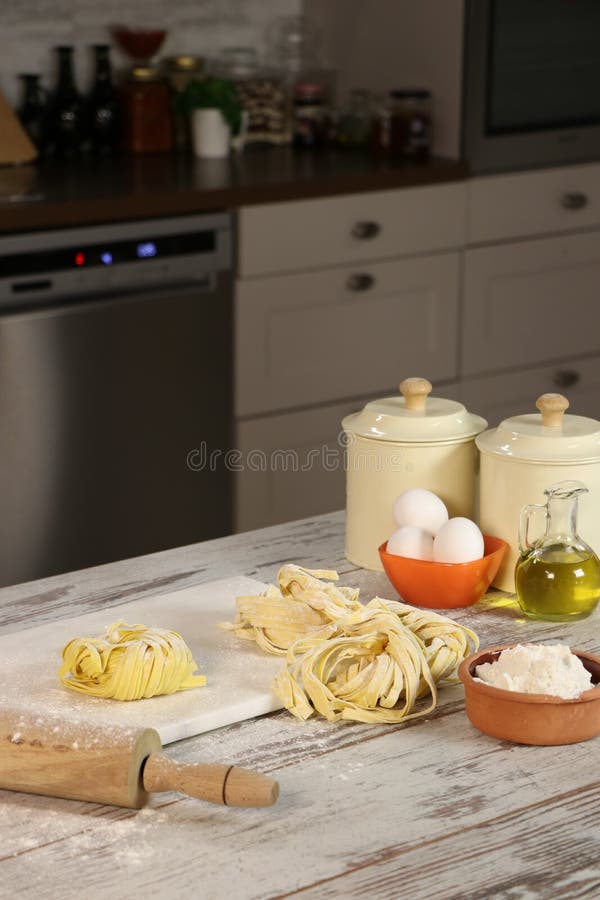 Ingredients for Making Pasta with Dough Roller Stock Image - Image of ...