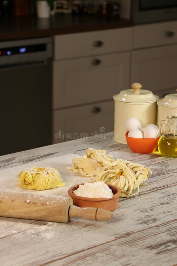 Ingredients for Making Pasta with Dough Roller Stock Image - Image of ...