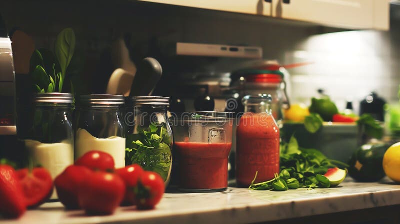 Ingredients for Making a Smoothie Standing on the Counter in the ...