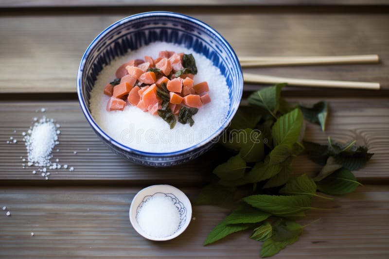 Ingredients for Making Umeboshi: Plums, Salt, Shiso Leaves Stock Image ...