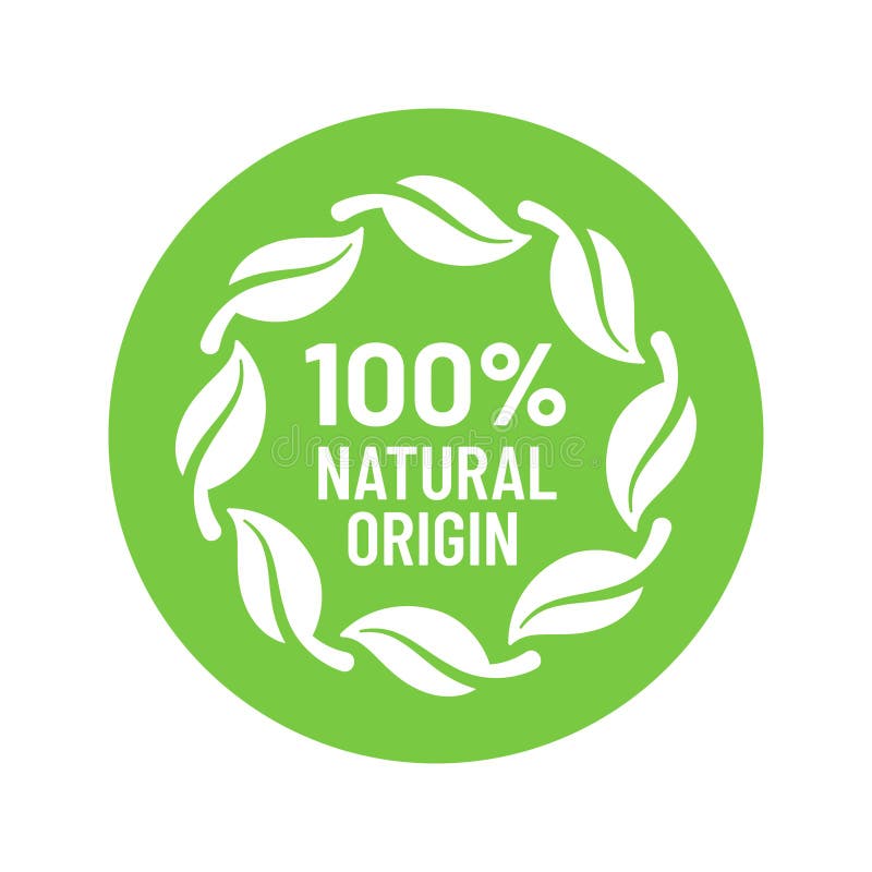 100 Ingredients of Natural Origin Vector Logo Icon Badge Concept Stock ...
