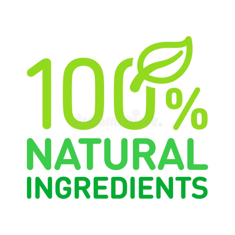 100 Ingredients of Natural Origin Vector Logo Icon Badge Concept Stock ...