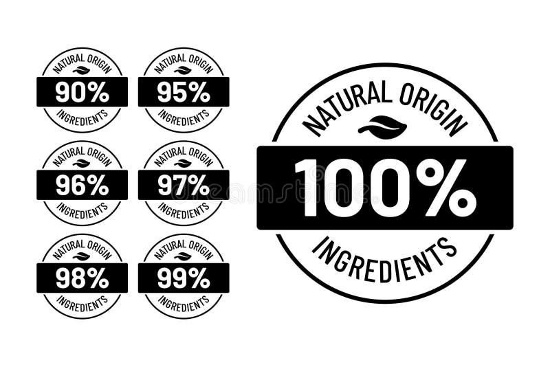 100 Ingredients of Natural Origin Vector Logo Icon Badge Concept Stock ...