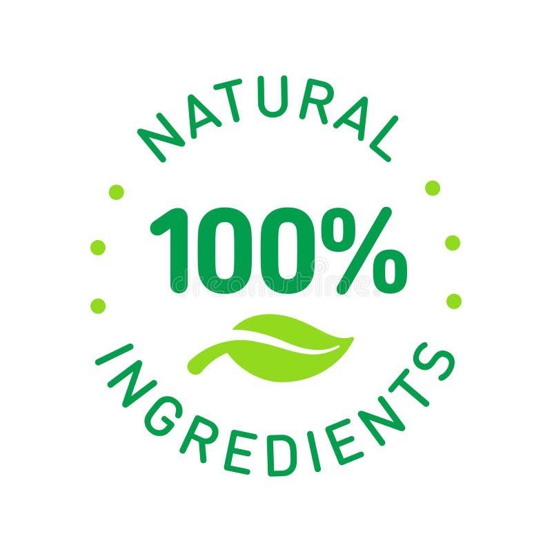 100 Ingredients of Natural Origin Vector Logo Icon Badge Concept Stock ...