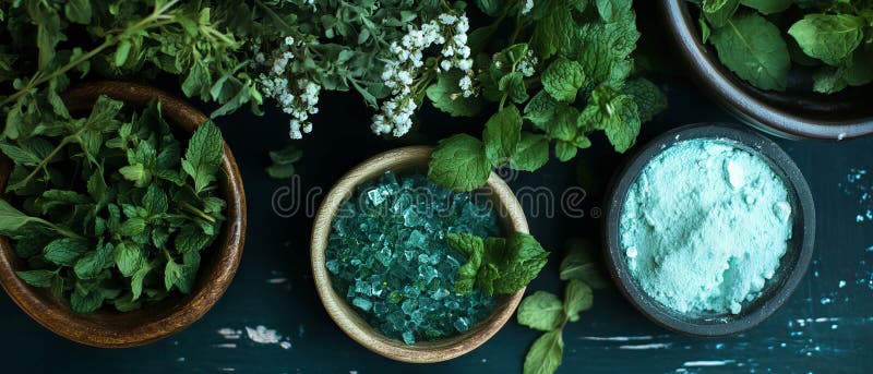 Ingredients for Natural Toothpaste Featuring Herbs and Mint with ...