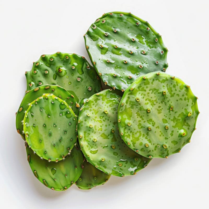 Ingredients for Nopales Cactus Salad on White Background Stock Image ...