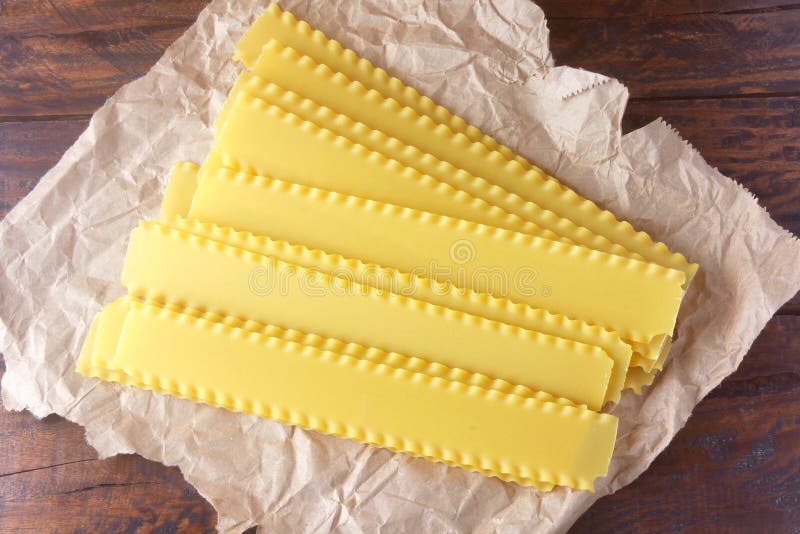 Ingredients Preparation Raw Lasagna Dough on Rustic Wooden Table Stock ...