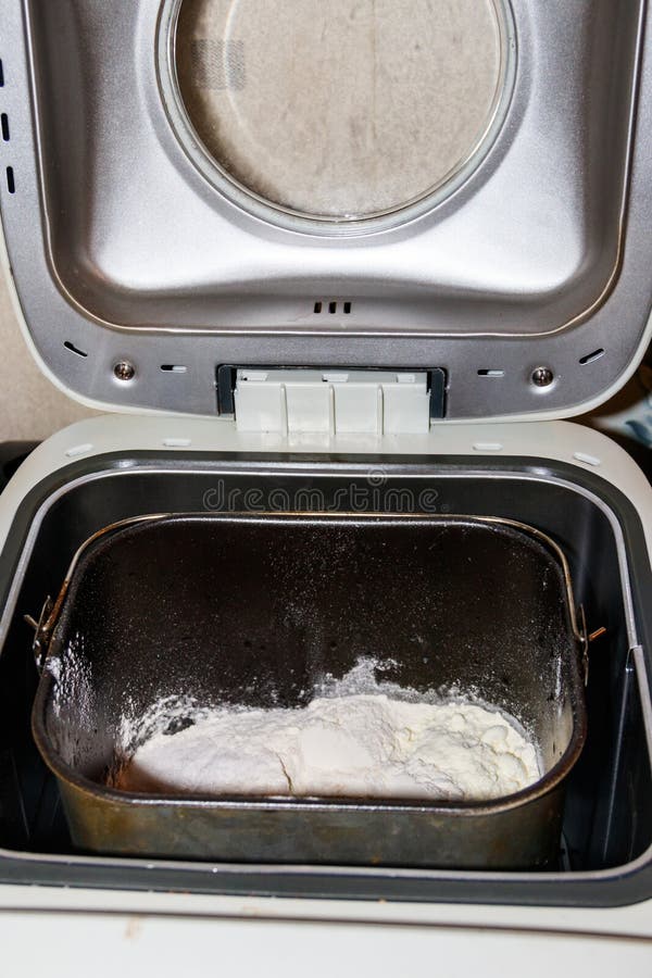 Ingredients for Preparing Bread in Bread Pan of Electric Bread Maker ...