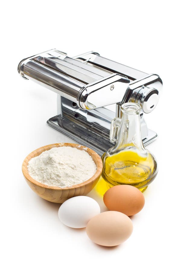Ingredients for Preparing Pasta and Pasta Machine Stock Image - Image ...