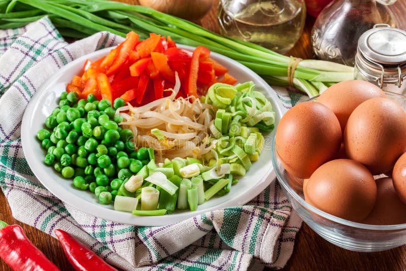 Ingredients Ready for Preparing Egg Fu Yung Stock Photo - Image of bean ...