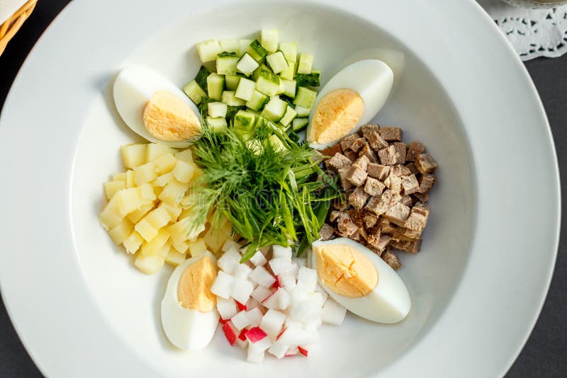 Ingredients for Russian Cooking Okroshka Stock Image - Image of ...