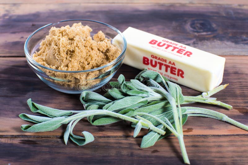 Ingredients for Sage and Brown Butter Sauce Stock Image - Image of ...