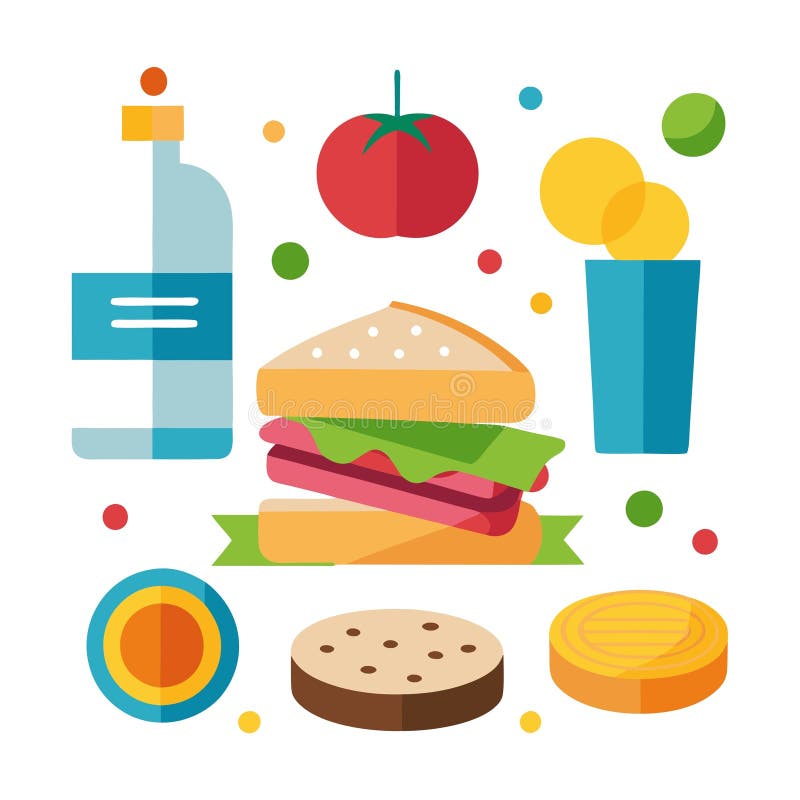 Ingredients for a Sandwich Displayed Stock Vector - Illustration of ...