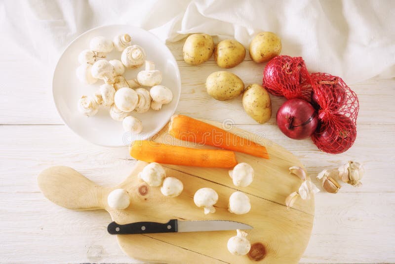 Ingredients for Soup, Sliced Mushrooms Stock Image - Image of ...