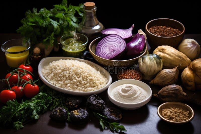 Ingredients Spread for Baba Ganoush Preparation Stock Image - Image of ...