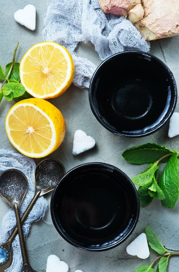 Ingredients for tea stock photo. Image of liquid, relaxation - 93546346