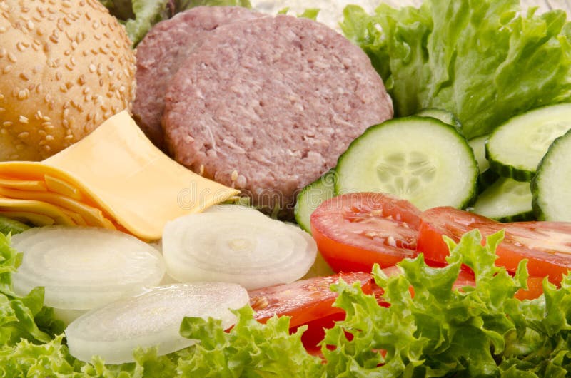 Ingredients To Make a Hamburger Stock Image - Image of fresh, bread ...