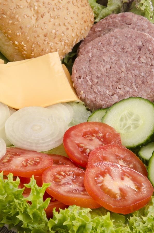 Ingredients To Make a Hamburger Stock Image - Image of salad, american ...