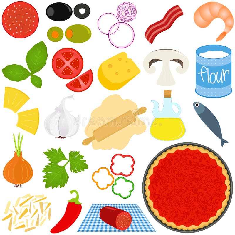 Ingredients to make Pizza stock vector. Illustration of icon - 29478965