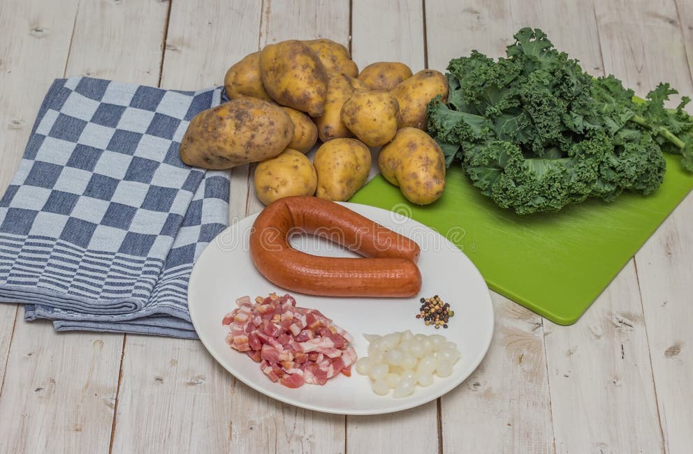 Ingredients To Make Typical Dutch Boerenkool Stock Photo - Image of ...