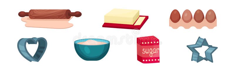 Ingredients and Tools for Baking Pastry Vector Set Stock Vector ...