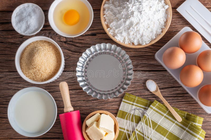Ingredients and Tools for Homemade Baking, Cooking Bakery. Top View ...