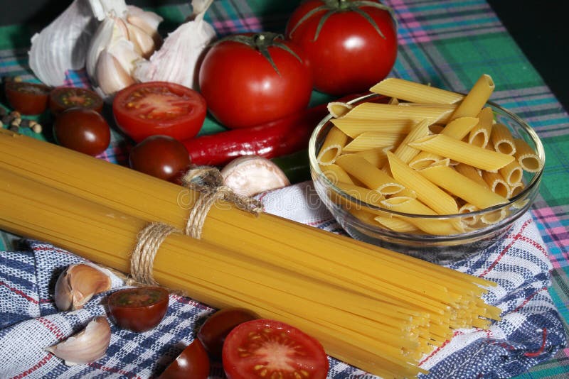 Ingredients for Traditional Italian Pasta Stock Image - Image of napkin ...