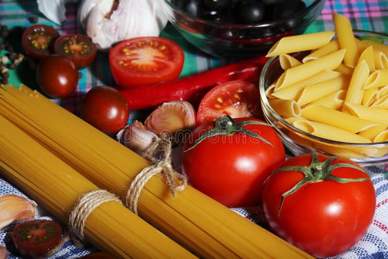 Ingredients for Traditional Italian Pasta Stock Image - Image of ...
