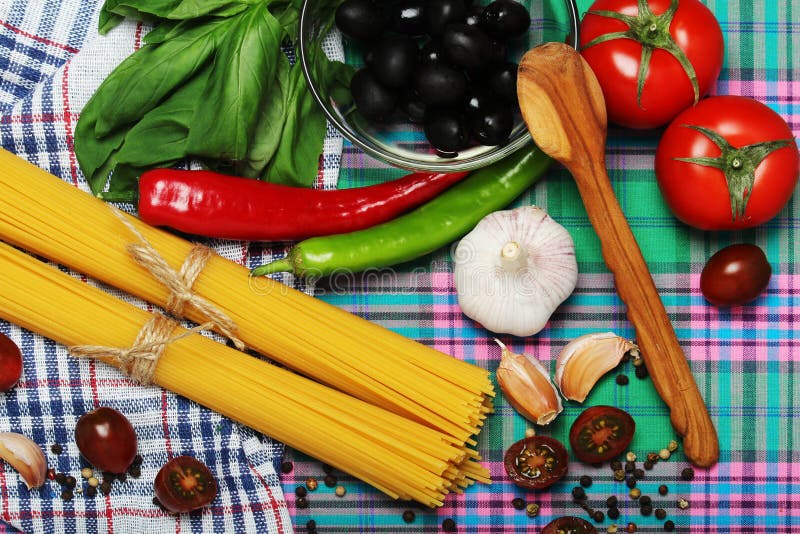 Ingredients for Traditional Italian Pasta Stock Image - Image of ...
