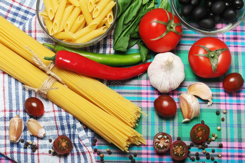 Ingredients for Traditional Italian Pasta Stock Photo - Image of ...