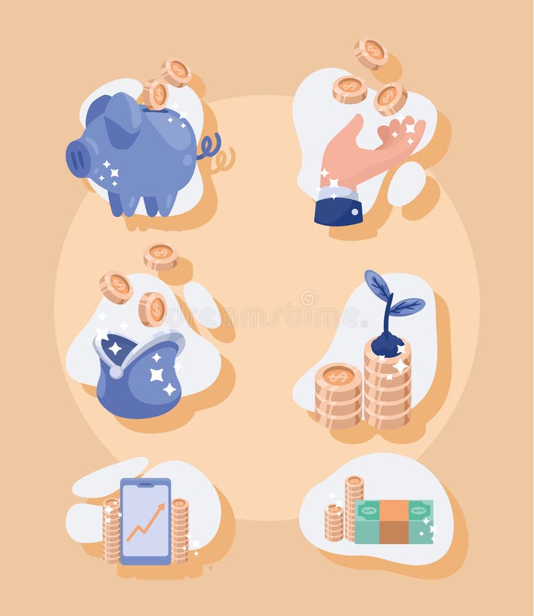 Ingresos de iconos ilustración del vector. Ilustración de monedas ... Ingresos de iconos ilustración del vector. Ilustración de monedas ...