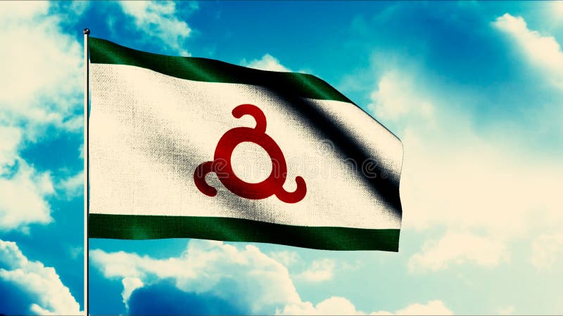 Ingushetia Textile Flag Waving in the Wind, Seamless Loop. Motion Stock ...
