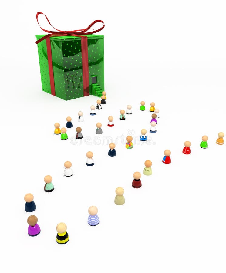 Inhabited Gift Queue stock illustration. Illustration of receive - 12011587