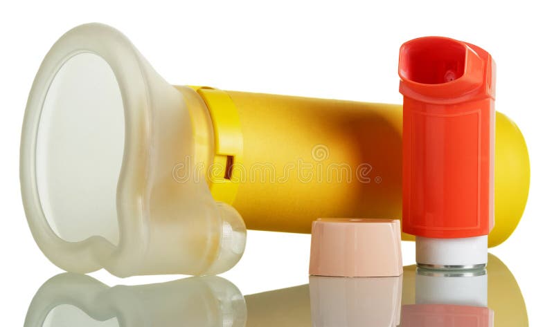 Orange Asthma Inhaler Isolated on White Stock Photo - Image of isolated ...