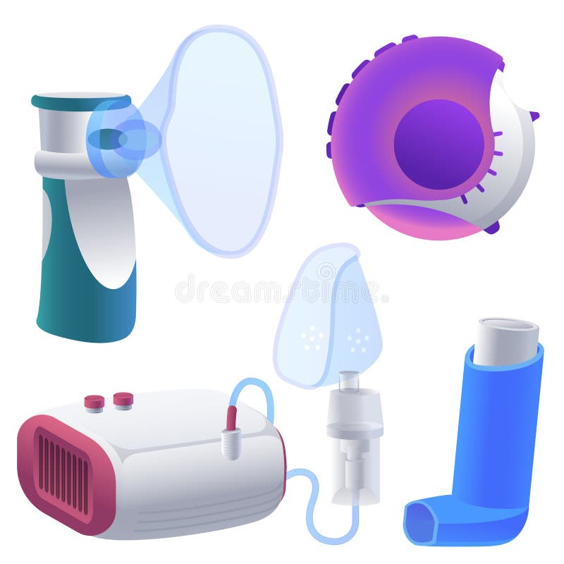 Inhaler Icons Set, Cartoon Style Stock Vector - Illustration of ...